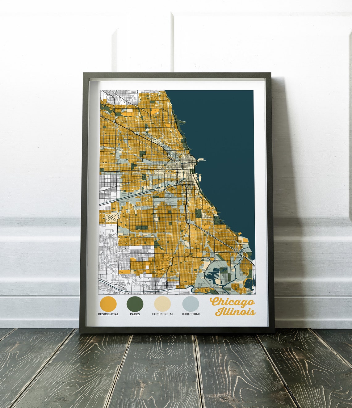 Chicago Map Chicago Street Map Chicago Illinois Custom Map - Etsy