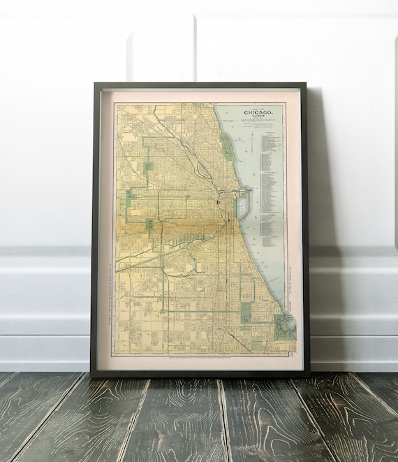 Chicago Vintage Map Old Chicago Map 1891 Antique Map of - Etsy