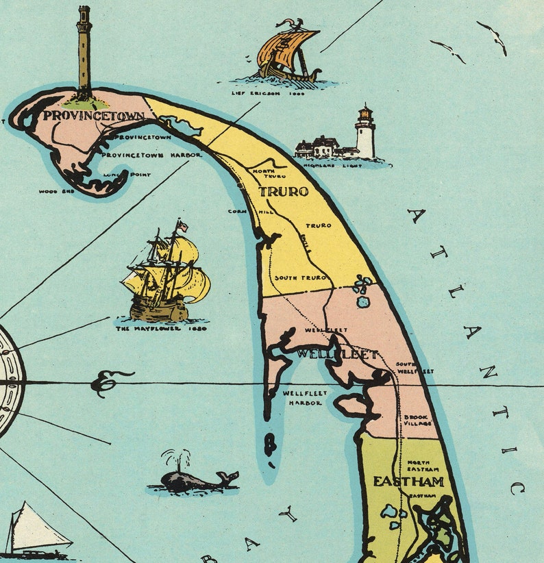 Old Map of Cape Cod 1932 Antique Map of Cape Cod | Etsy