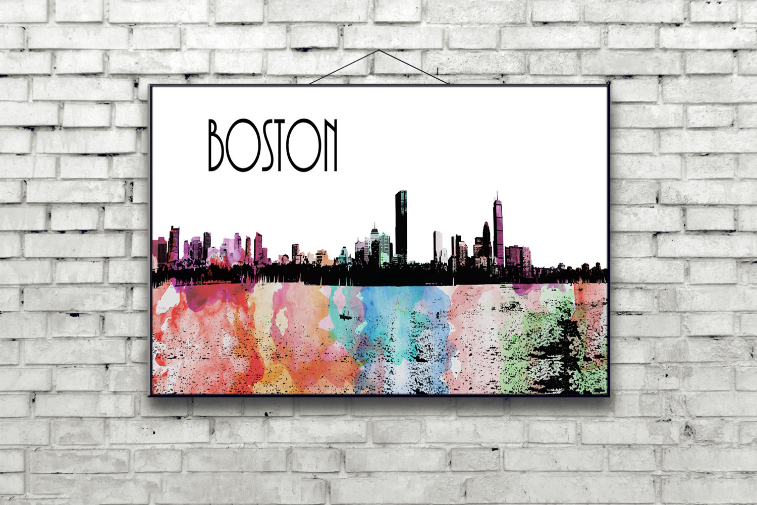Boston Poster Boston Watercolor Skyline Poster Boston Poster - Etsy