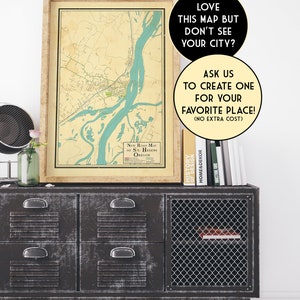 Map of St Helens, Oregon Vintage Design Map of St Helens Gift, St ...