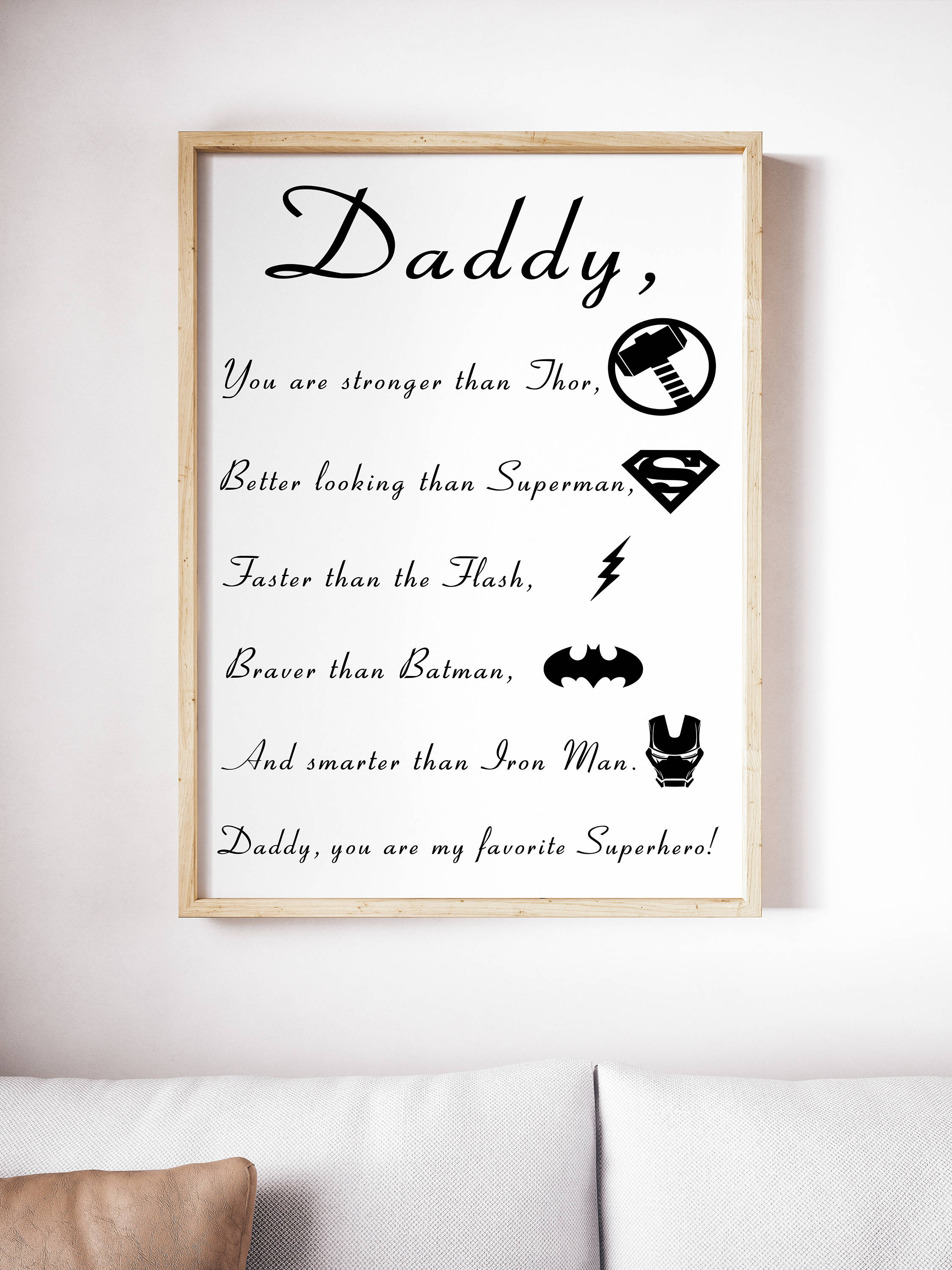 Dad Fathers Day Gift Superhero Dad Poster Dad Superhero Print Dad You ...