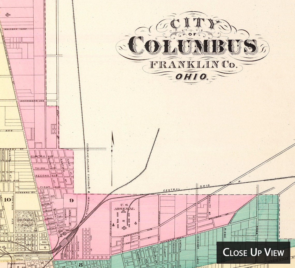 Historical Map of Columbus Ohio Published in 1872, Columbus Historic ...