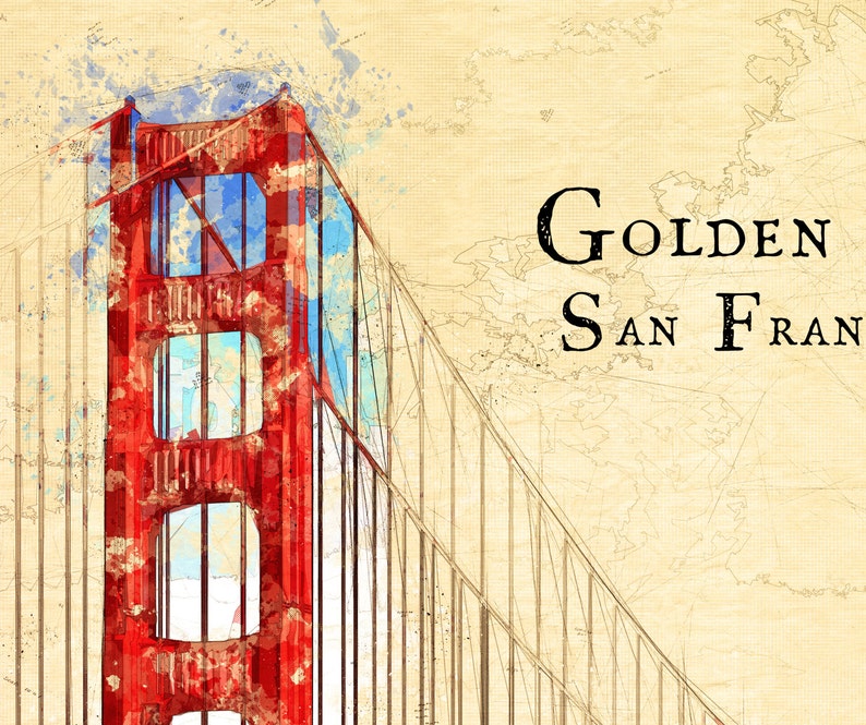 San Francisco Golden Gate Bridge Poster Golden Gate Print San Francisco ...