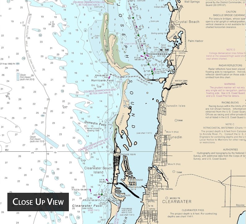 2019 Tampa Bay Nautical Chart Map Saint Joseph Sound St. - Etsy