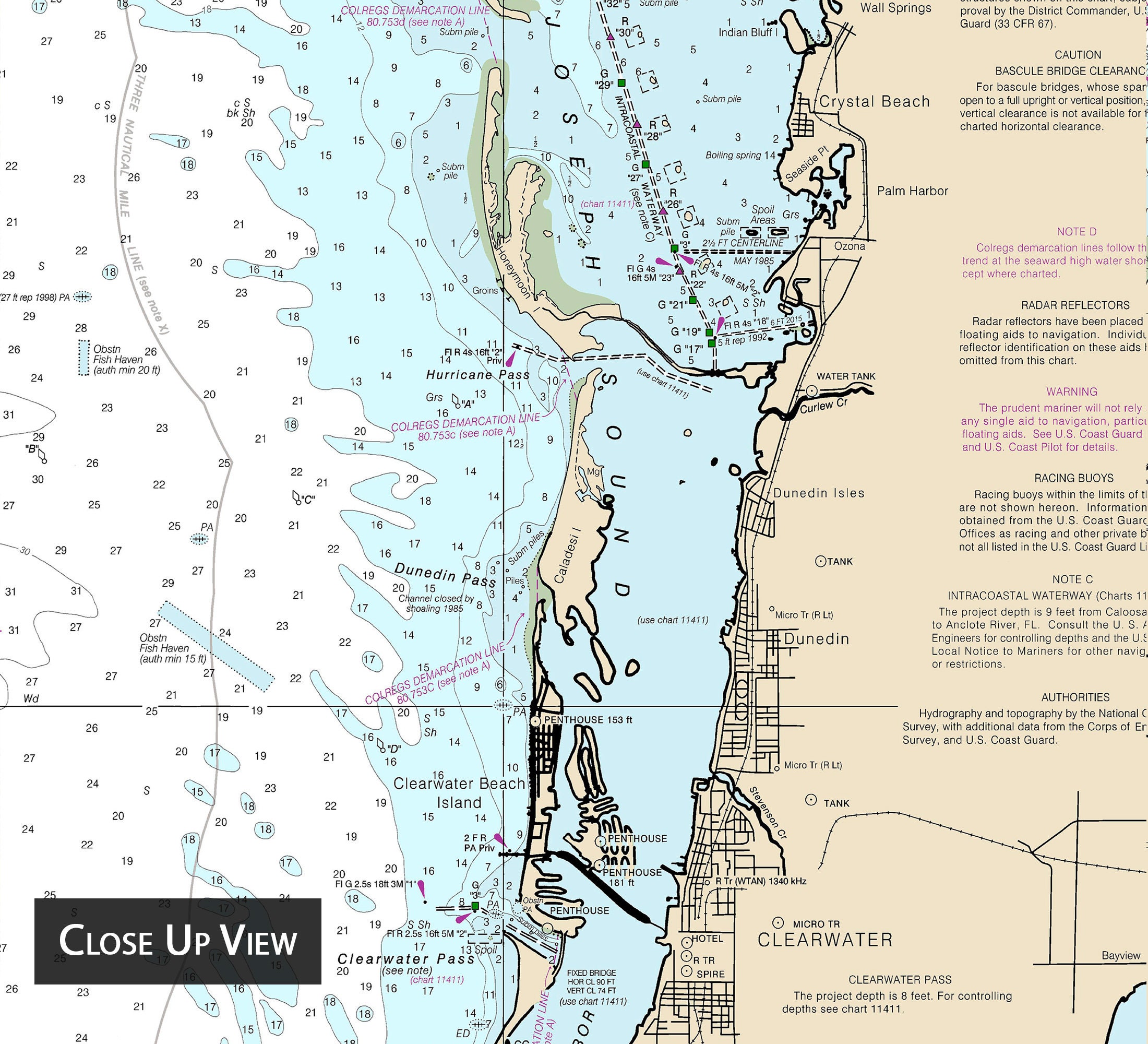 2019 Tampa Bay Nautical Chart Map Saint Joseph Sound St. - Etsy
