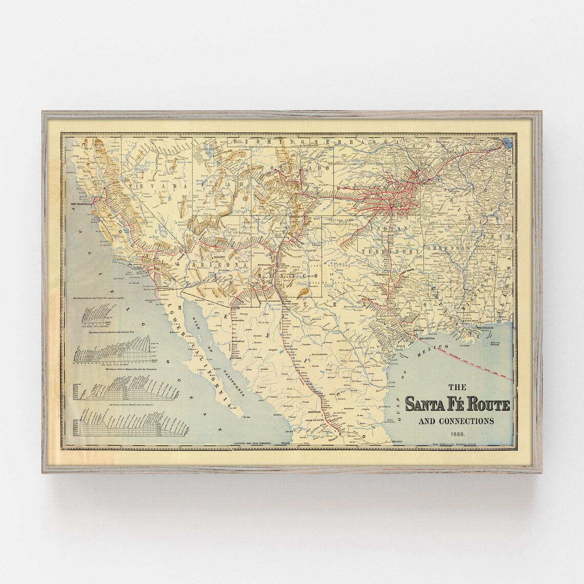 Old Map of Santa Fe Railroad Map Vintage 1888 Rail Road Map - Etsy