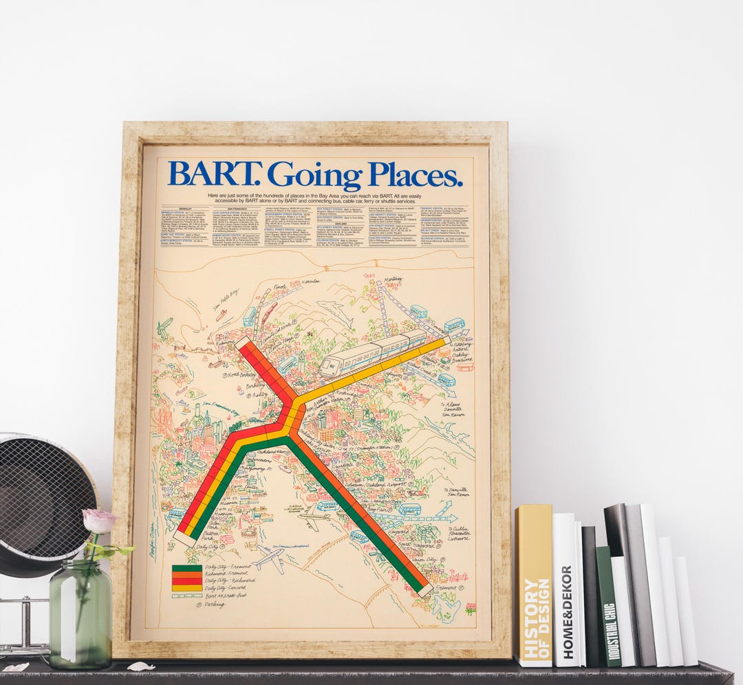 Map of the Bart System, 1982 Vintage Map, Antique Map Subway, San ...