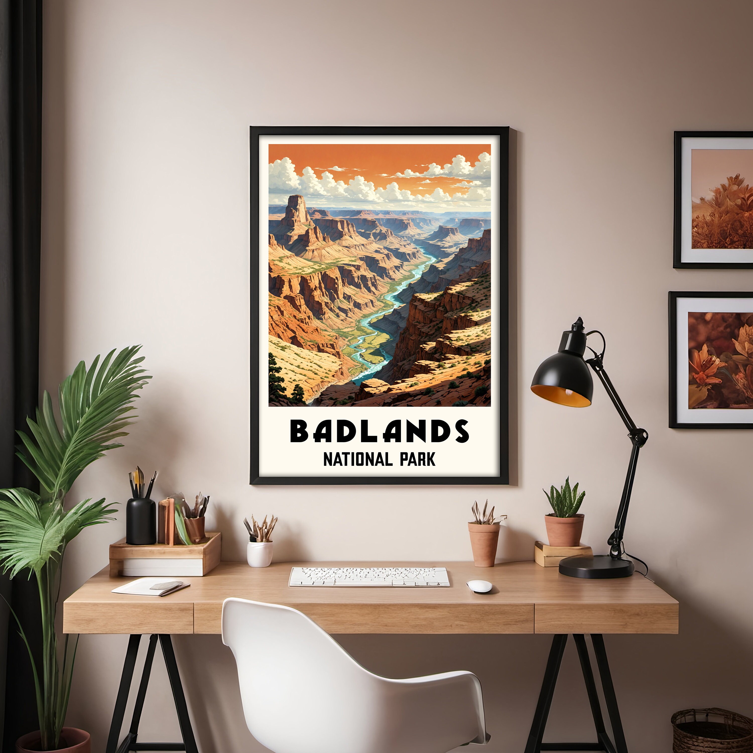 Badlands National Park Poster, Badlands South Dakota Travel Poster ...