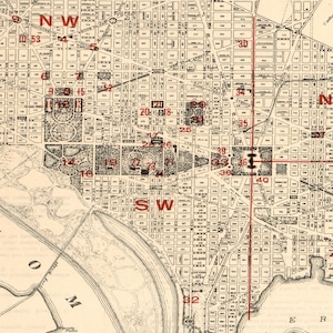Old Map of Washington, DC, Vintage DC Map, Antique Map of Washington DC ...