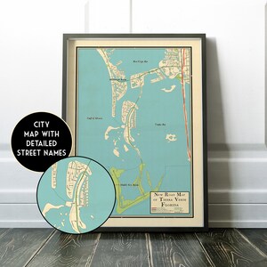 Vintage Retro Design Map of Tierra Verde, Florida Vintage Looking Map ...