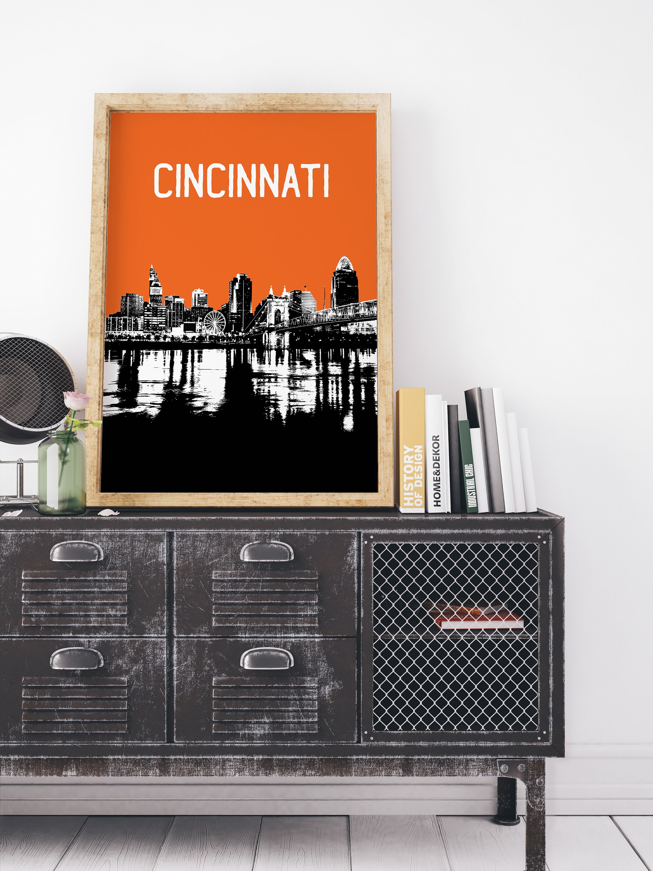 Cincinnati Skyline Poster Cincinnati Ohio Art Cincinnati | Etsy