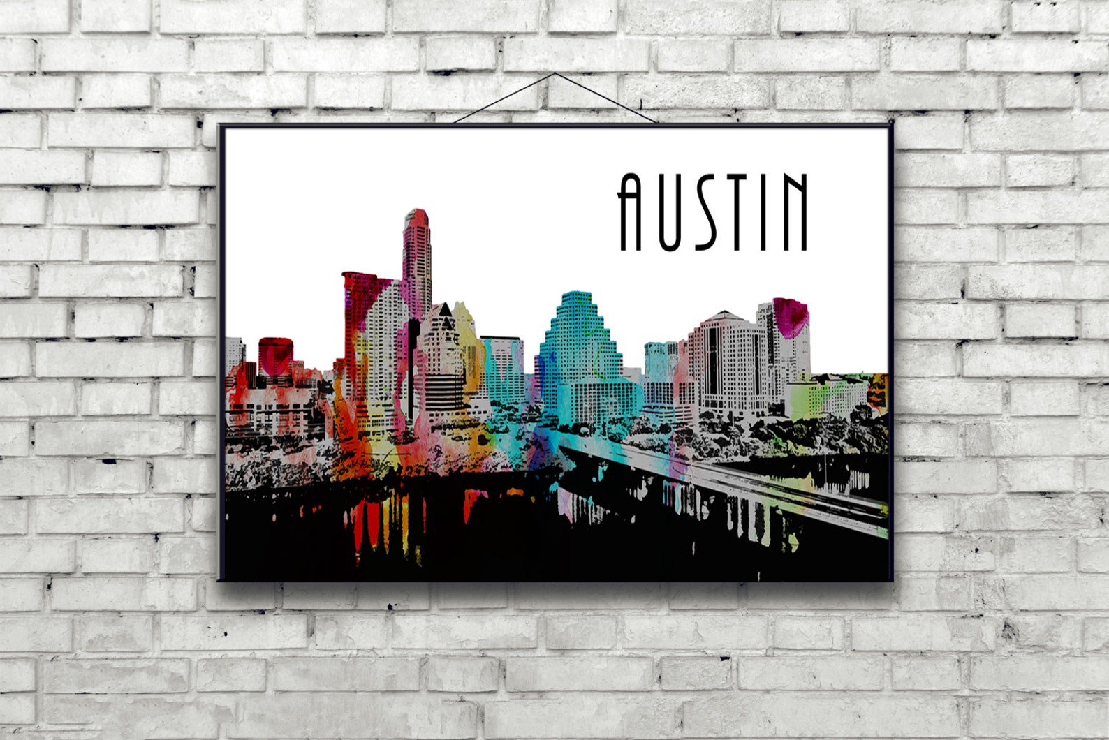 Austin Poster Austin Watercolor Skyline Poster Texas Poster | Etsy