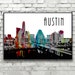 Austin Poster Austin Watercolor Skyline Poster Texas Poster Austin City ...
