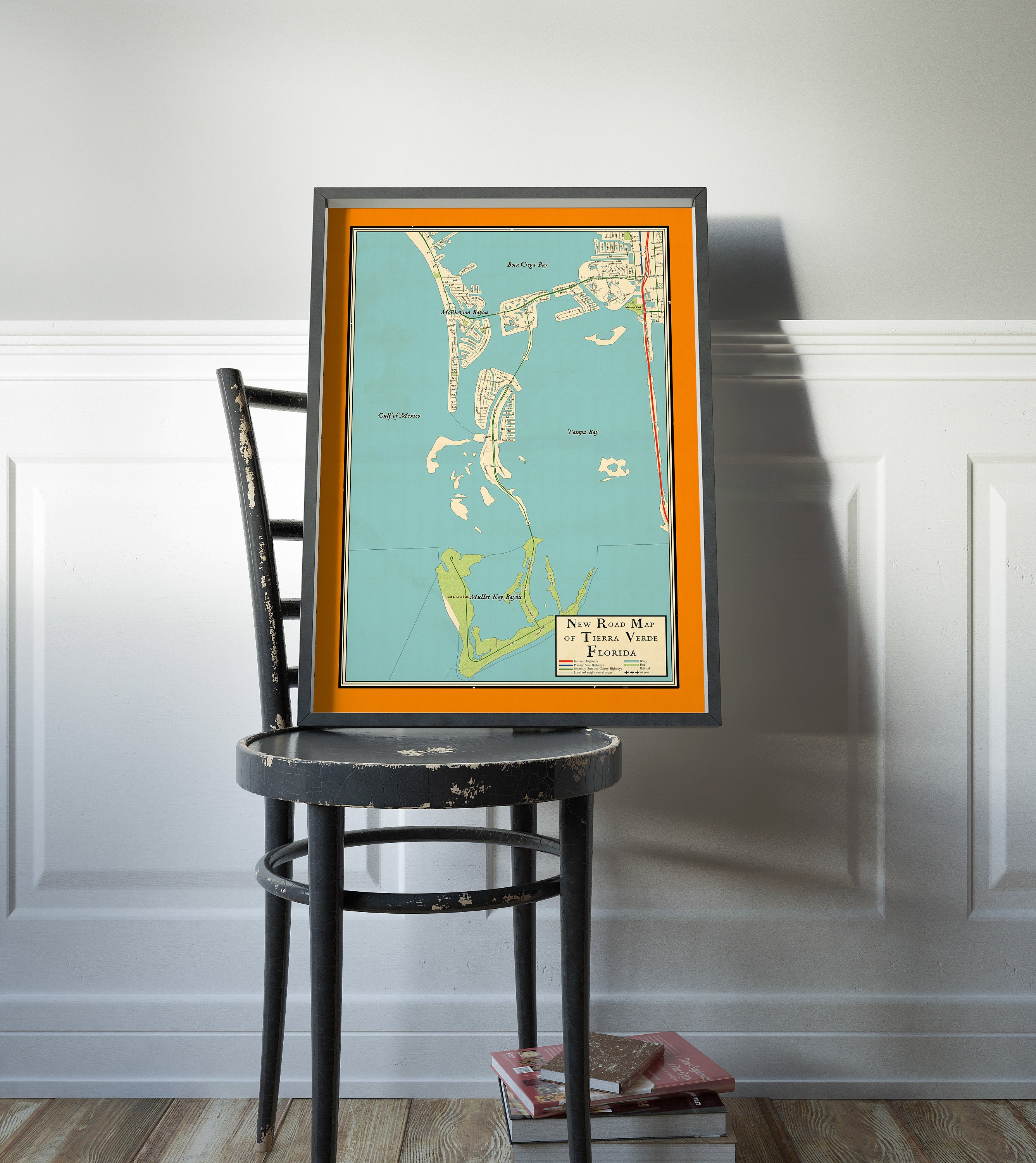 Vintage Retro Design Map of Tierra Verde, Florida Vintage Looking Map ...