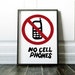 No Cell Phones Print, No Cell Phones Poster, No Cell Phones Wall Sign ...