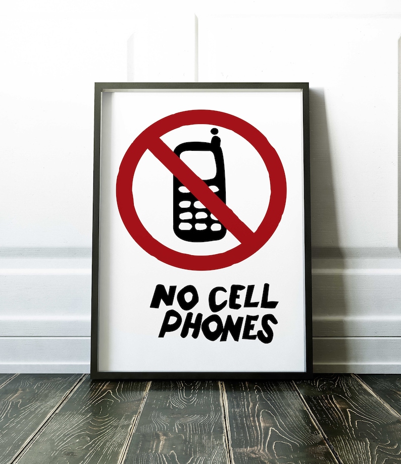 No Cell Phones Print, No Cell Phones Poster, No Cell Phones Wall Sign ...