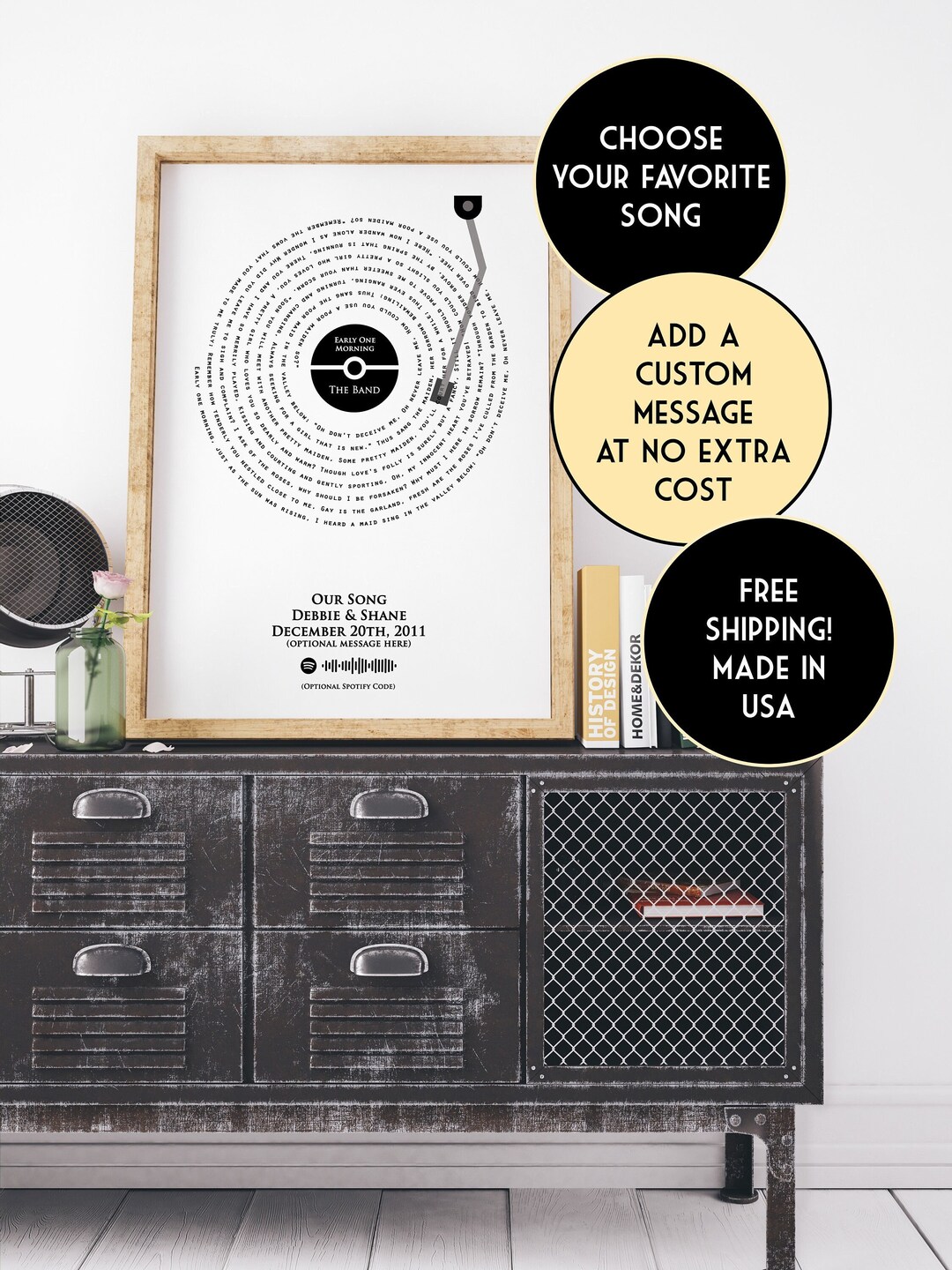 Custom Vinyl Lyrics Poster, Wedding Song Lyric Art, Unique Wedding Gift ...