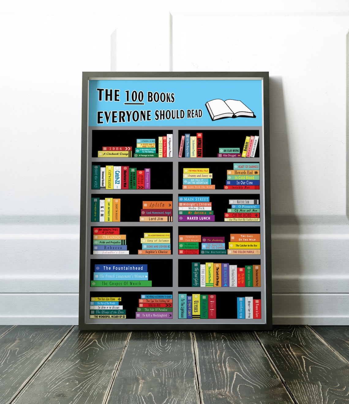 The Book Lover Reading List Poster With Checkoff Boxes, the 100 Books ...
