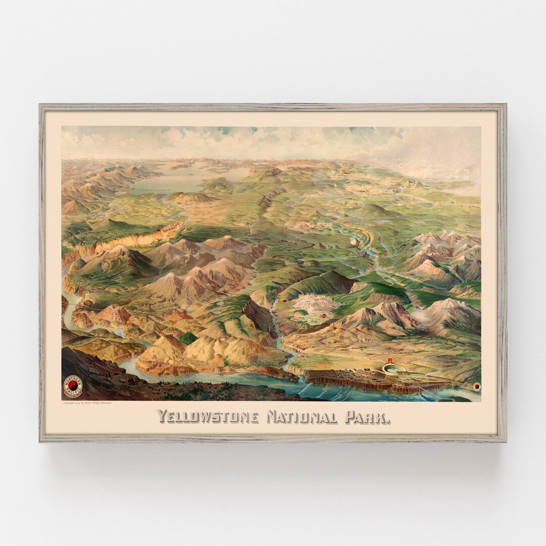 Yellowstone National Park Vintage Map, Old Yellowstone Map, 1904 ...
