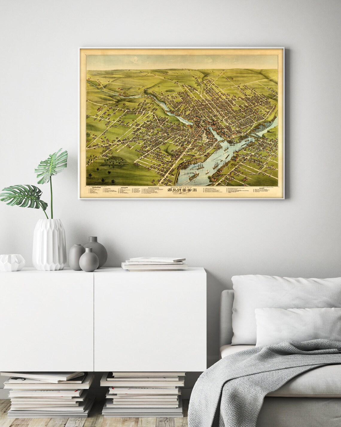 Old Map of Bangor, Maine 1875 Vintage Bangor Map, Antique Map of Bangor ...