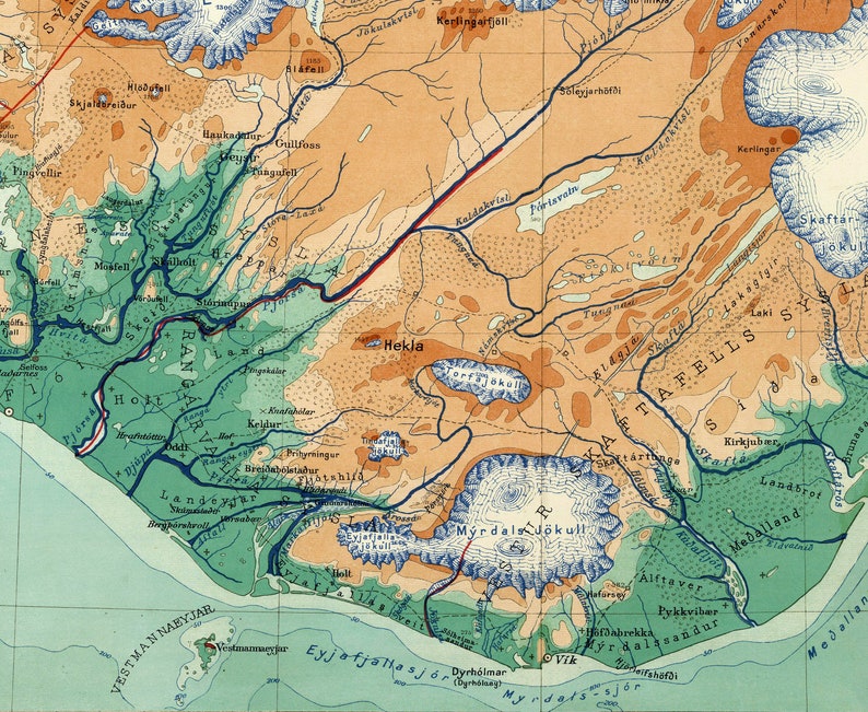Old Map of Iceland 1928 Antique Map of Iceland Reykjavik - Etsy
