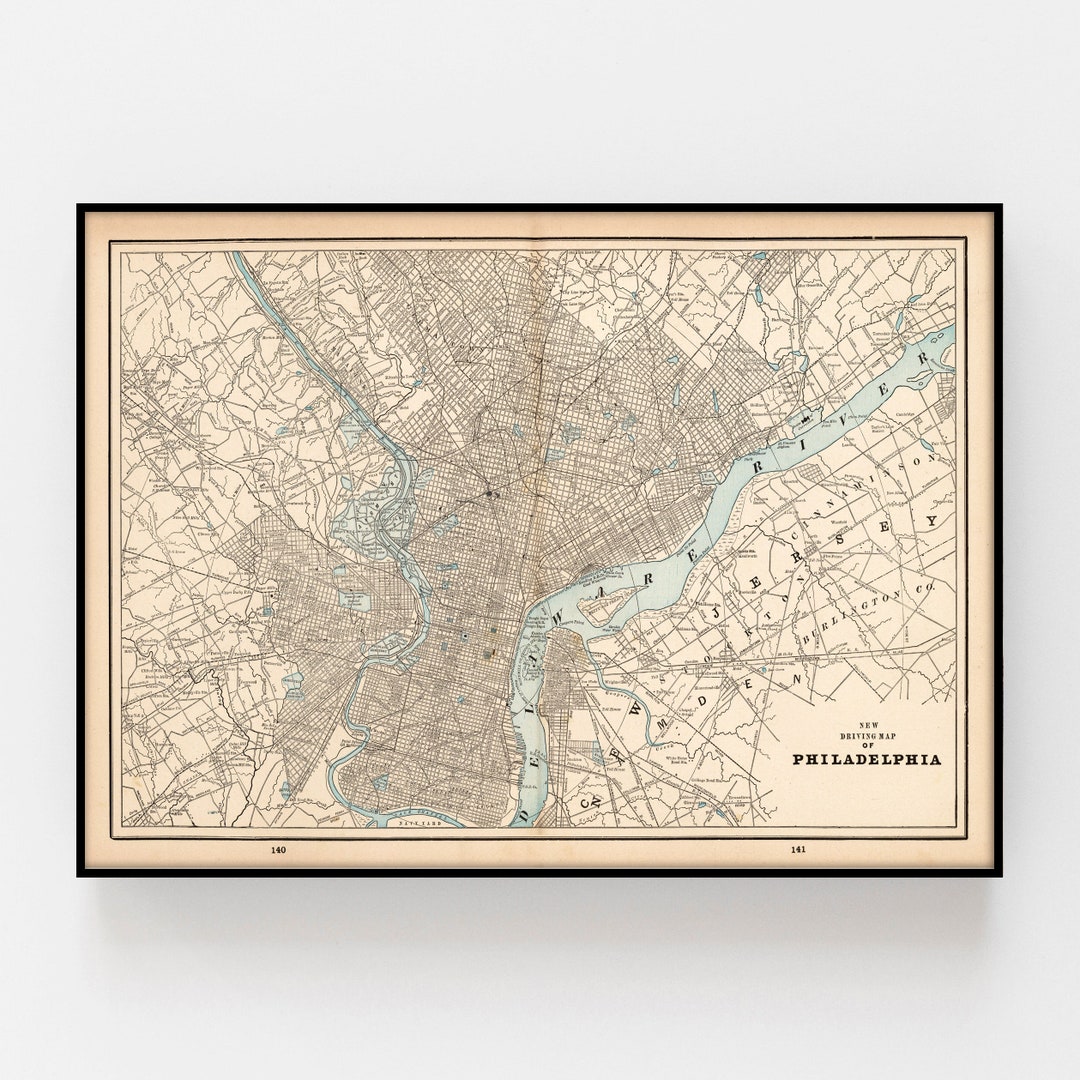 Old Philadelphia Map, Philadelphia Vintage Map, 1893 Antique Map of ...