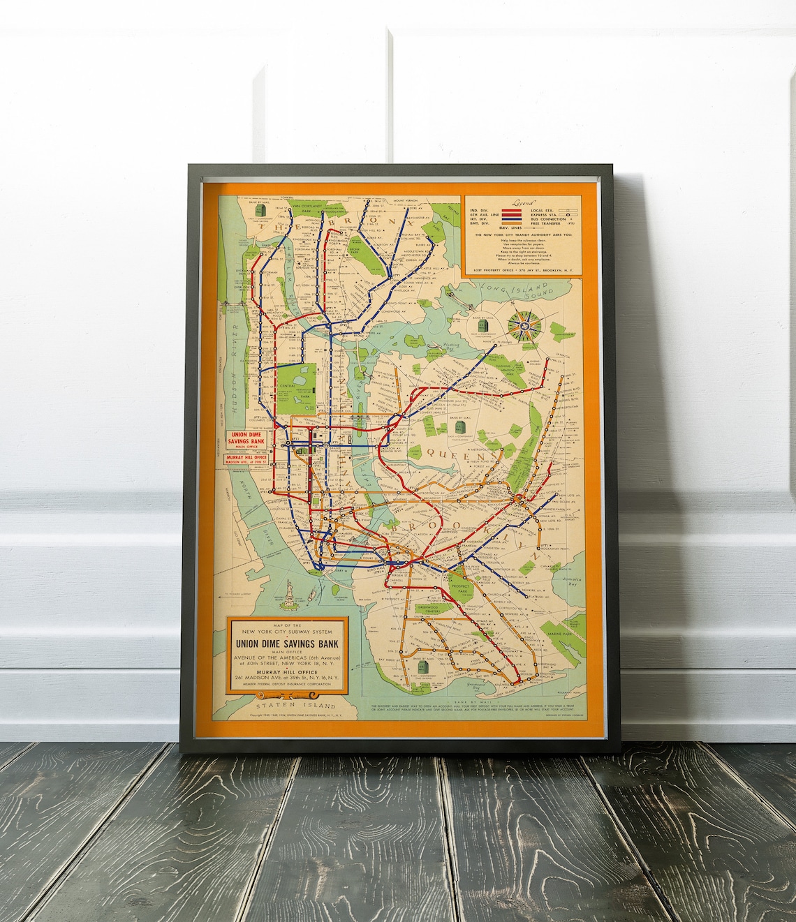 Old Map of New York City Subway System 1954 Vintage Subway - Etsy