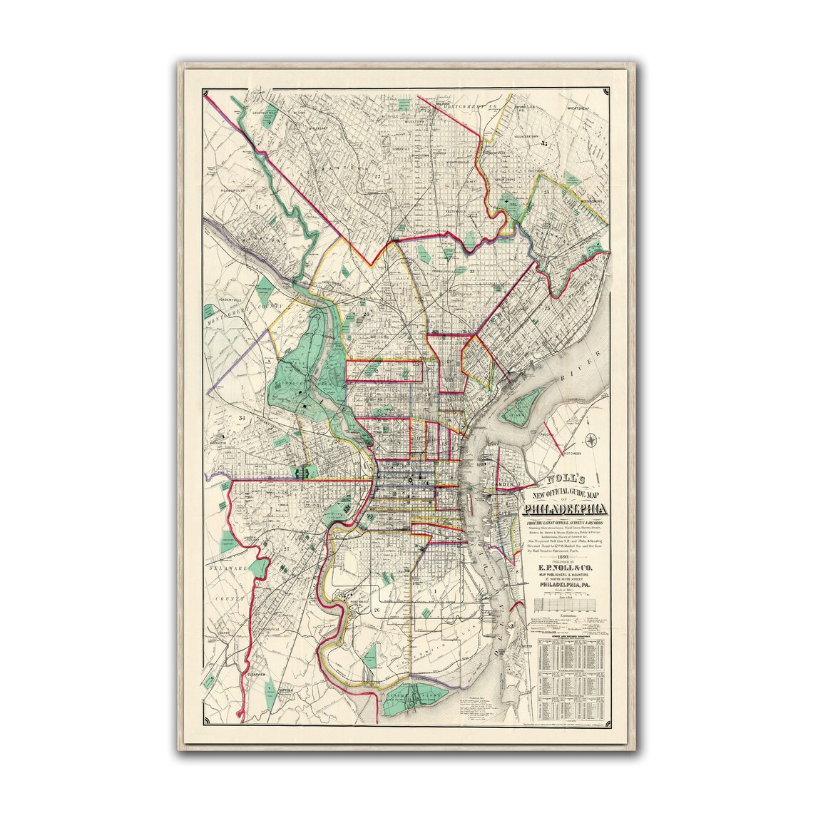 Philadelphia Vintage Map Old Philadelphia Map 1890 Antique - Etsy