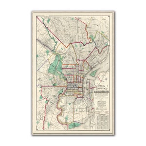 Philadelphia Vintage Map, Old Philadelphia Map, 1890 Antique Map of ...