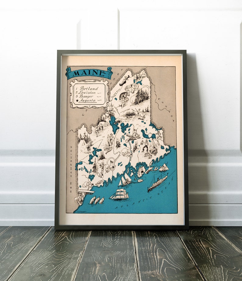 Old Map of Maine 1931 Vintage Maine State Map Antique Map of | Etsy