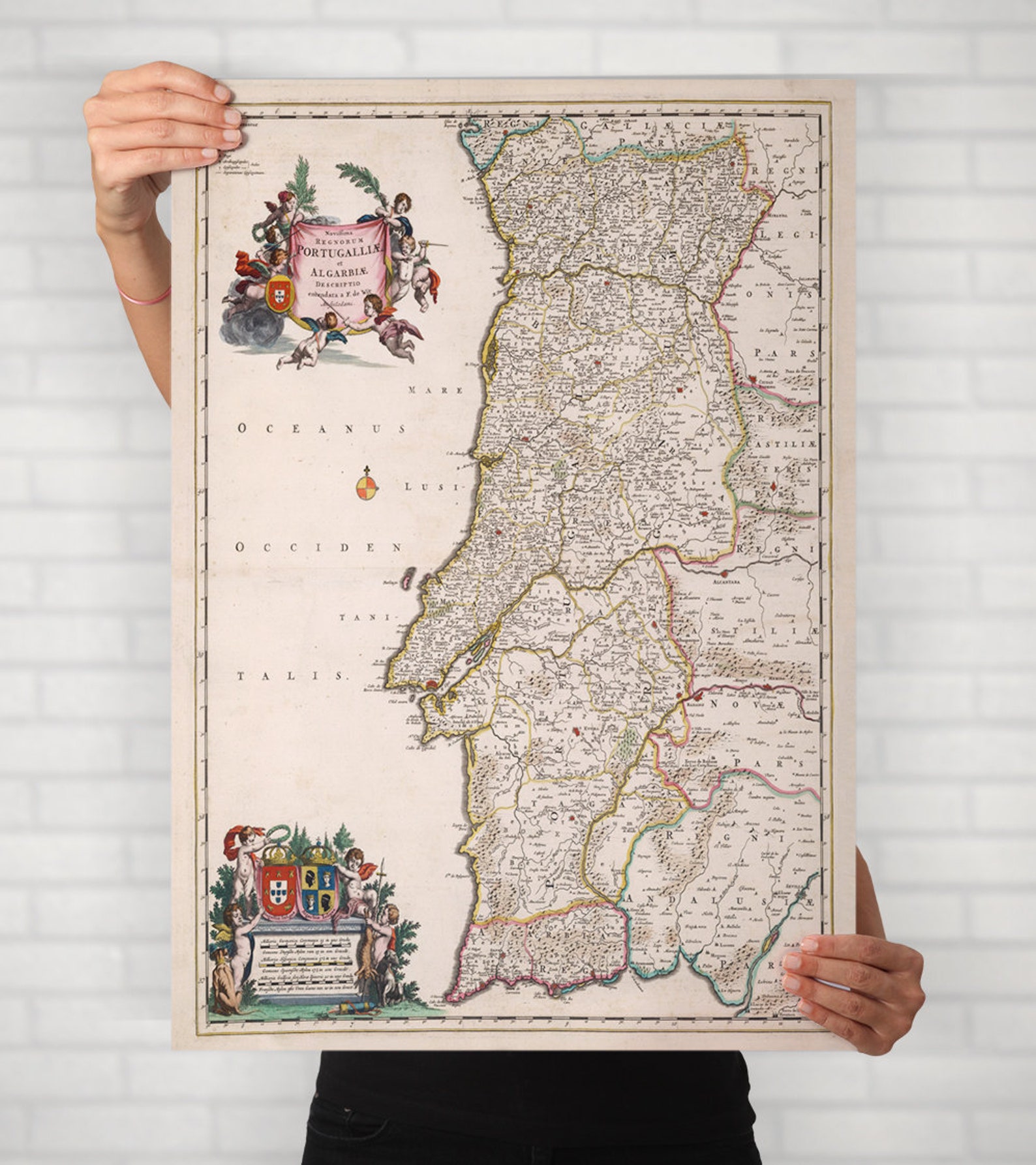 Old Map of Portugal, 1682 Vintage Portugal Map, Antique Map of Portugal ...
