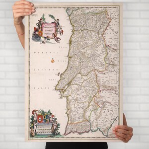 Old Map of Portugal, 1682 Vintage Portugal Map, Antique Map of Portugal ...