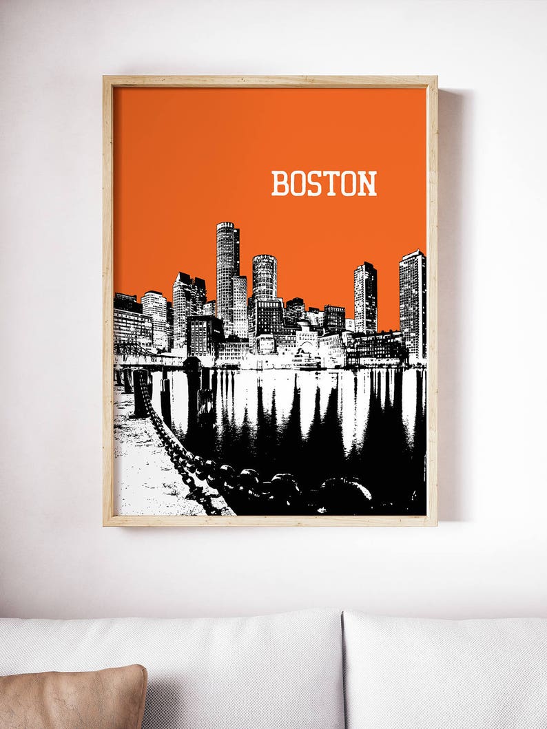 Boston Skyline Print Boston City Art Boston Ma Poster - Etsy