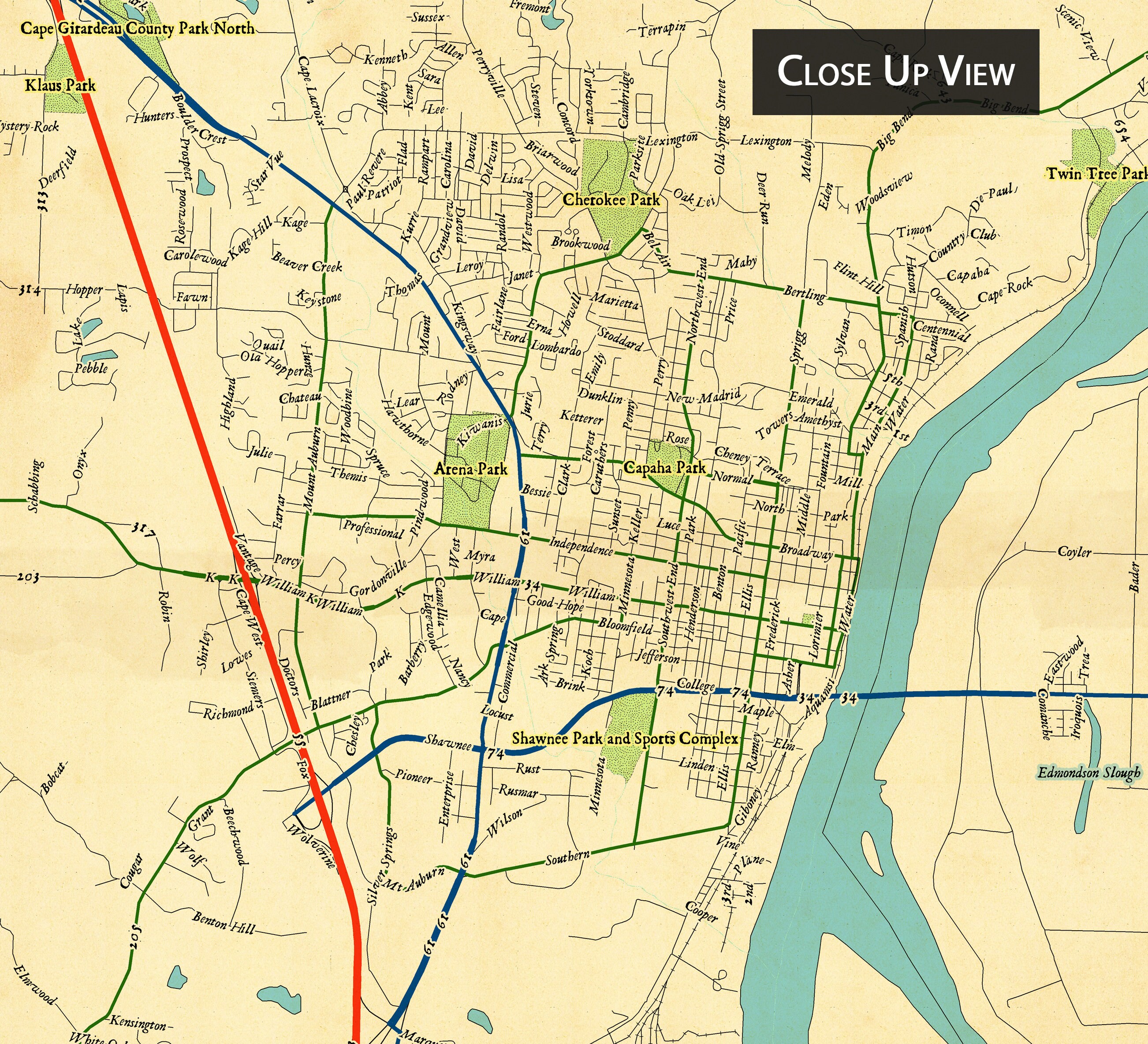 Vintage Retro Design Map of Cape Girardeau Missouri Vintage | Etsy