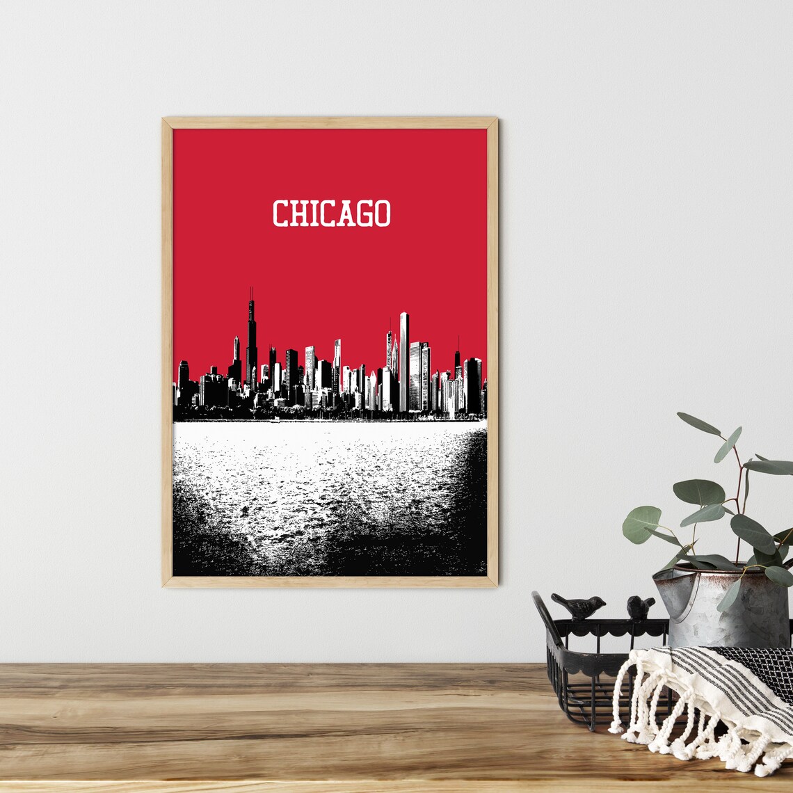 Chicago Skyline Print chicago City Art Chicago Illinois - Etsy