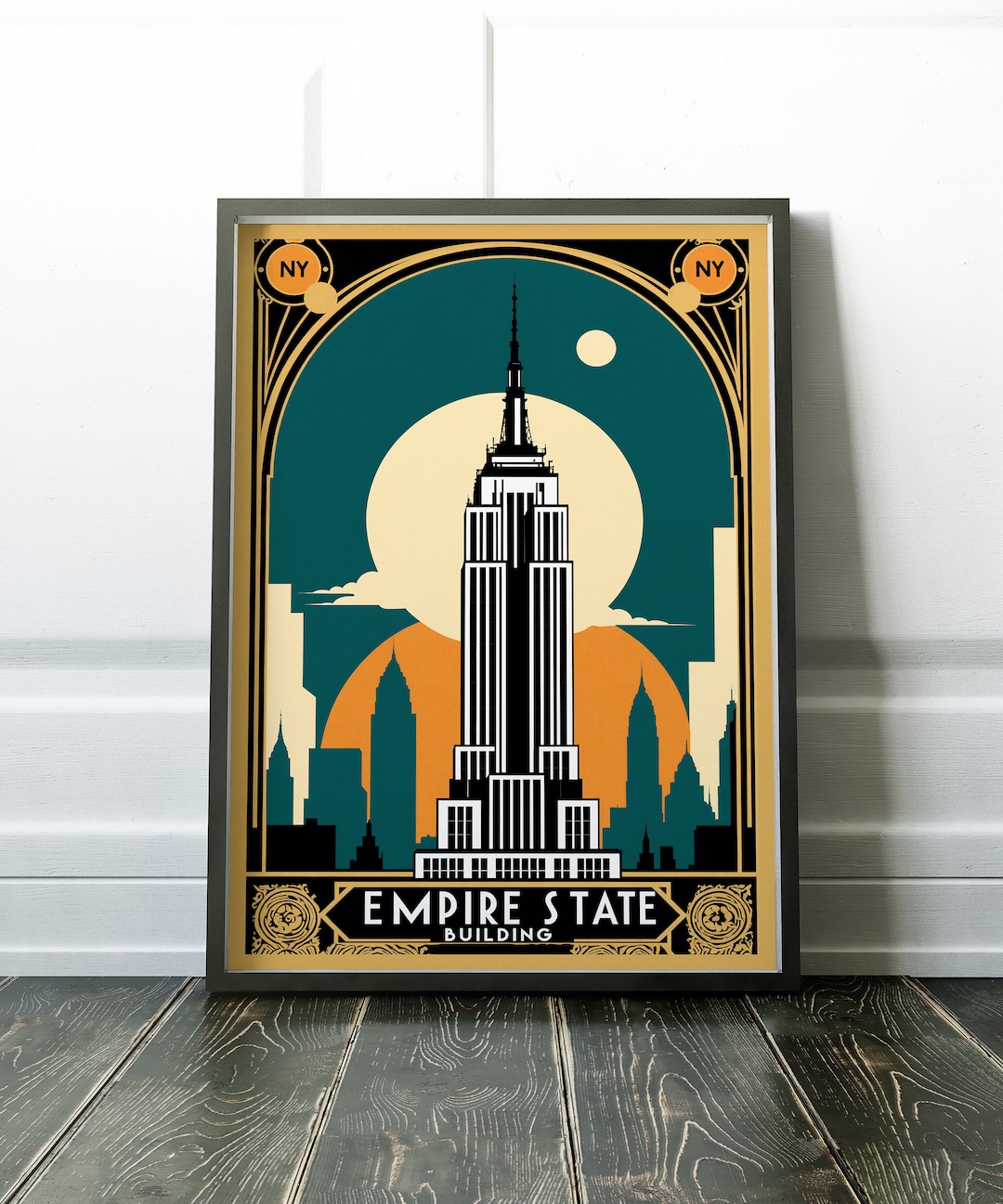 Retro Empire State Building Poster, Colorful, Nyc Wall Decor, Manhattan ...