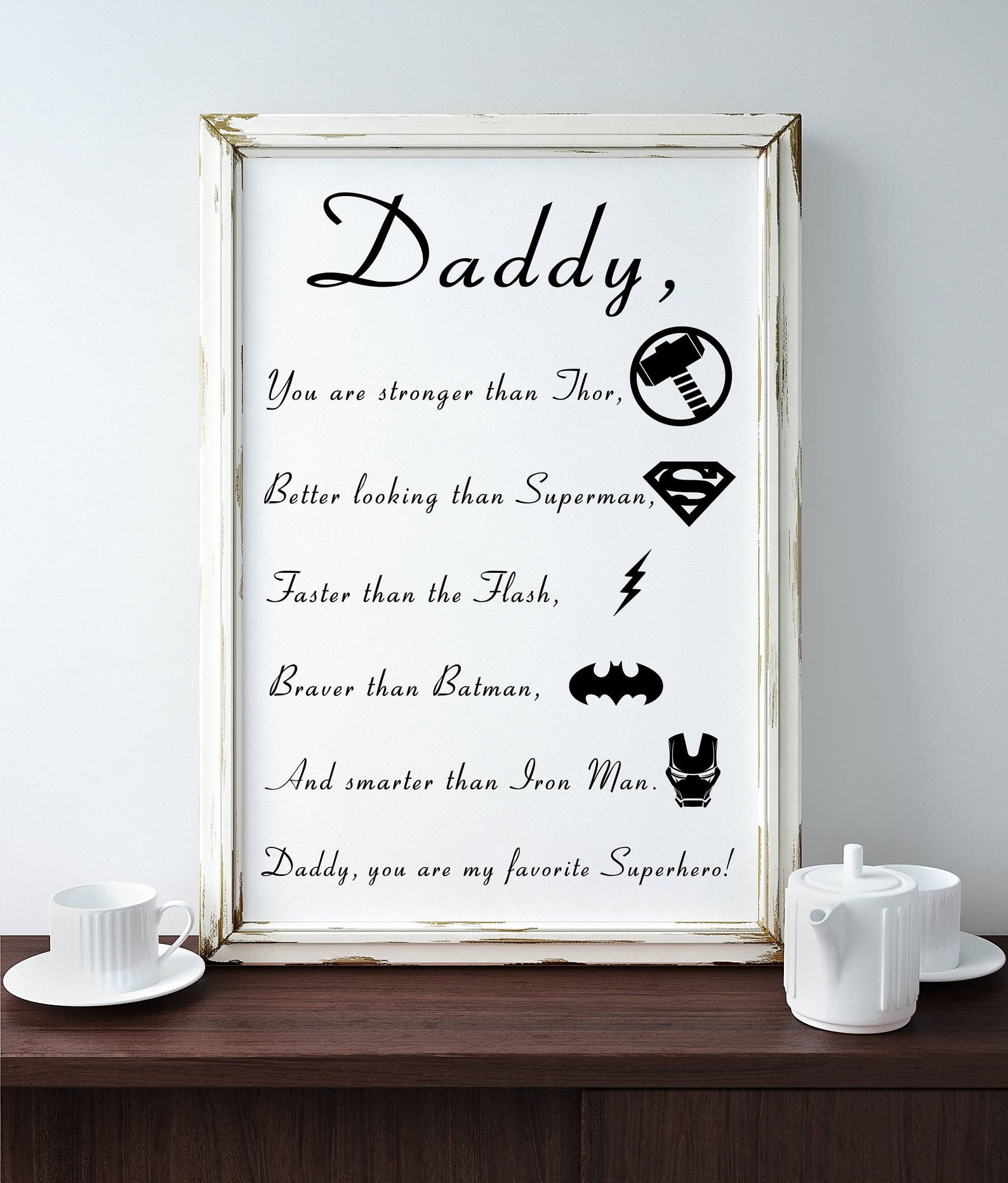 Dad Fathers Day Gift Superhero Dad Poster Dad Superhero Print Dad You ...