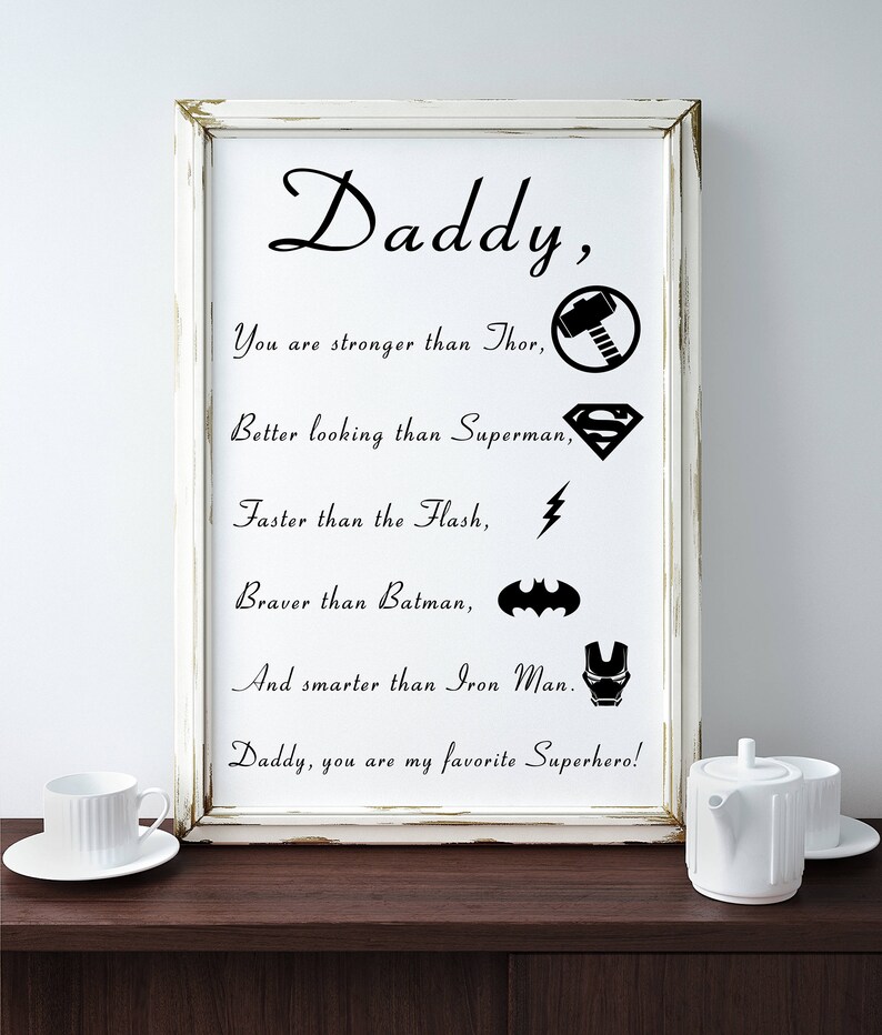 Dad Fathers Day Gift Superhero Dad Poster Dad Superhero Print | Etsy