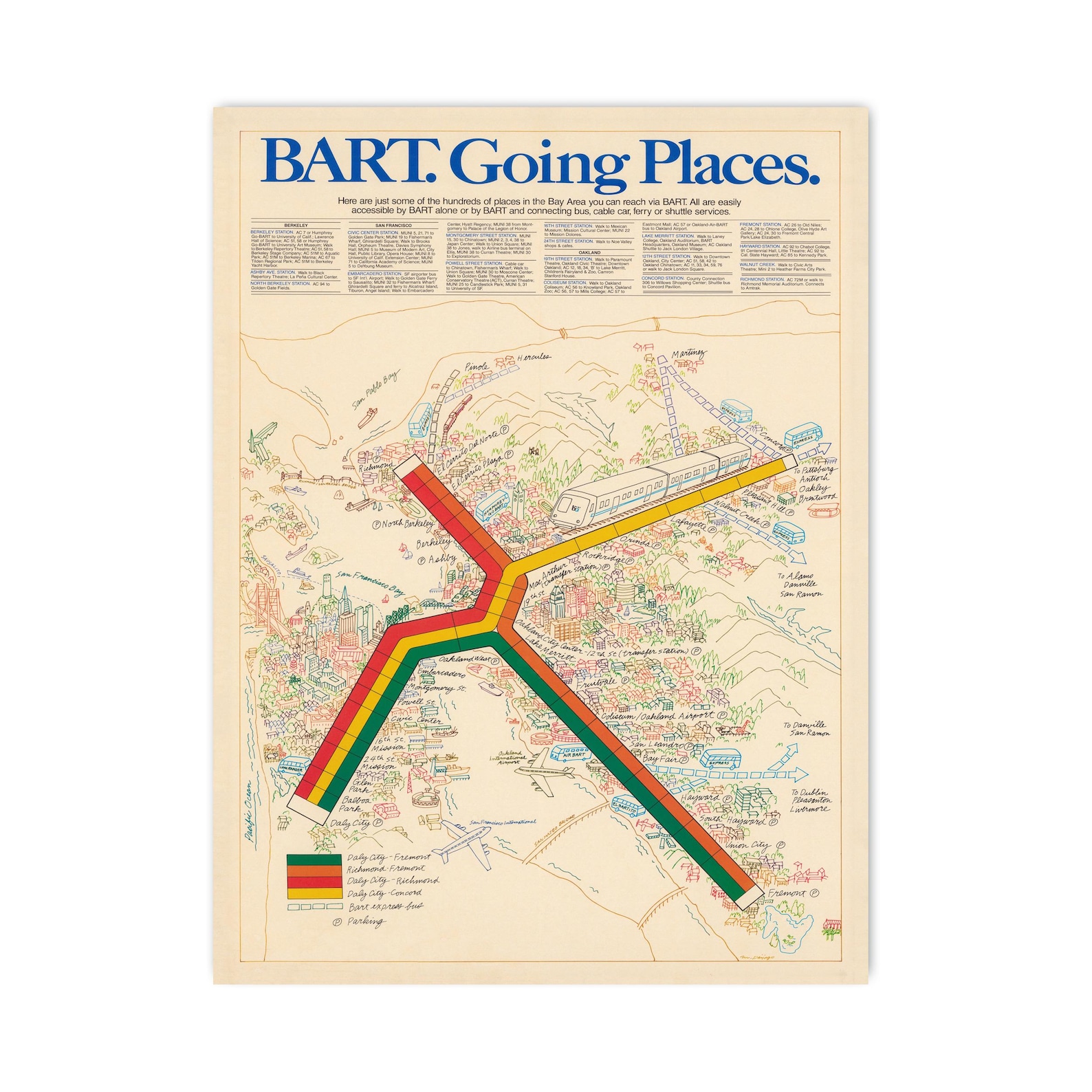 Map of the Bart System, 1982 Vintage Map, Antique Map Subway, San ...