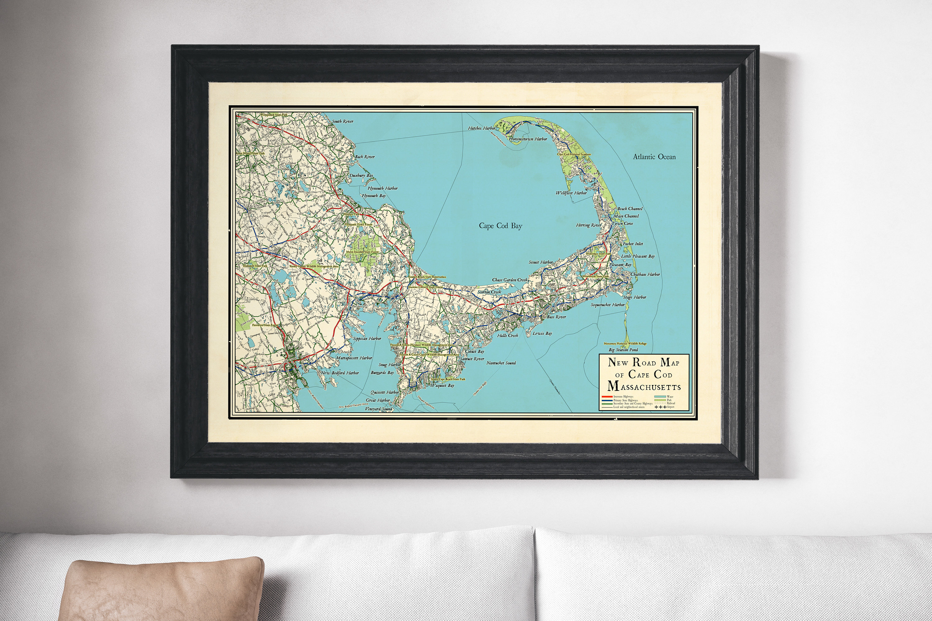 Map of Cape Cod, MA Vintage Design Map of Cape Cod, Cape Cod Map, Cape ...
