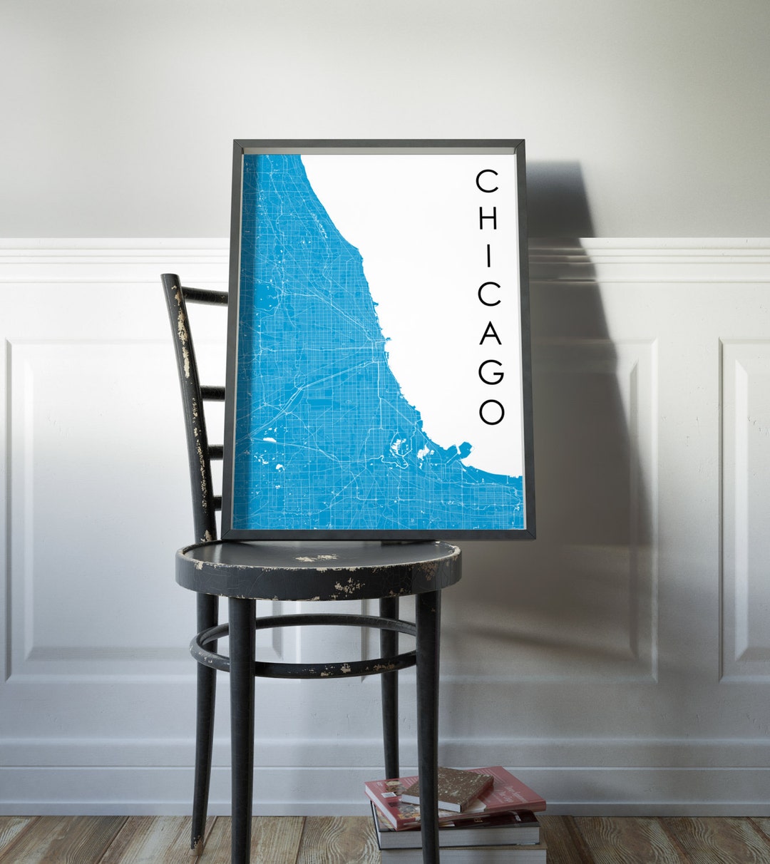 Chicago Map Poster Chicago Street Map Chicago Illinois Street Grid ...