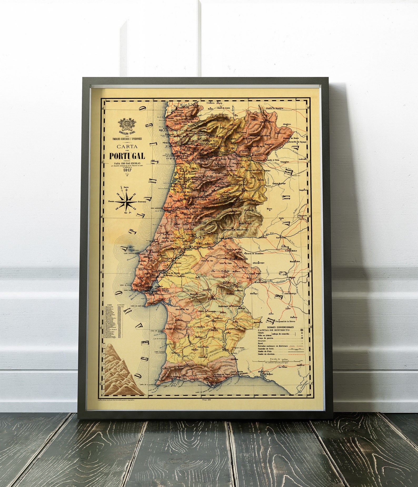 Old Map of Portugal, 1917 Vintage Portugal Map, Antique Map of Portugal ...