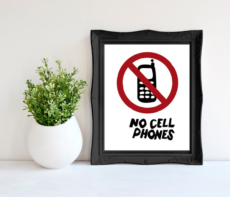 No Cell Phones Print, No Cell Phones Poster, No Cell Phones Wall Sign ...