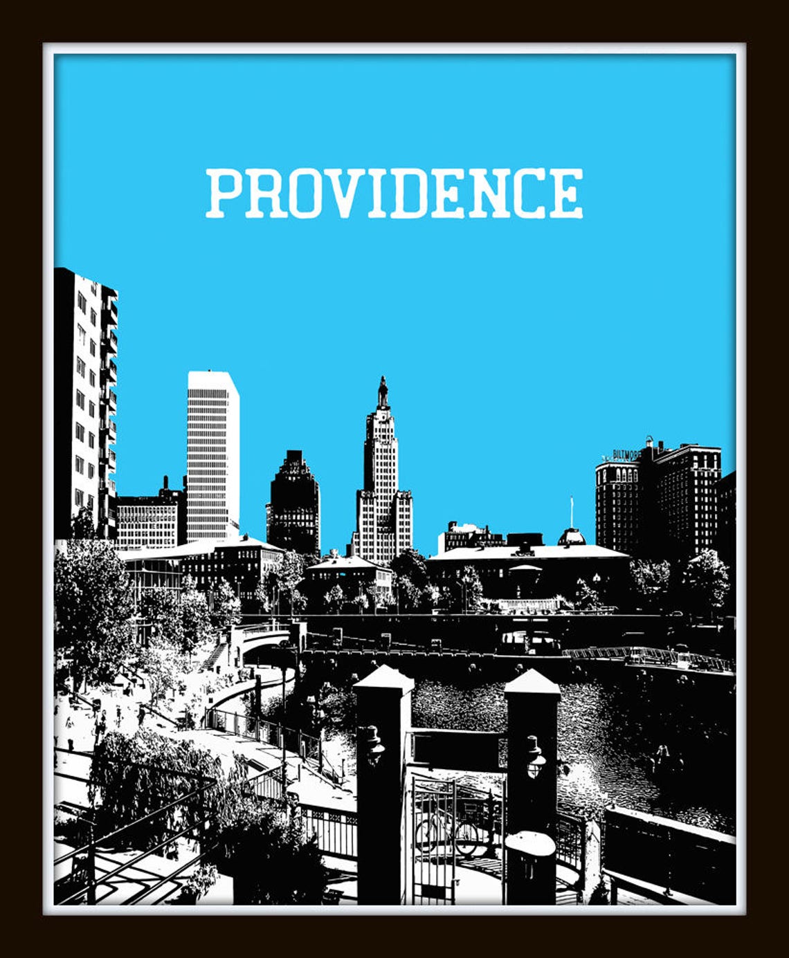 Providence Skyline Poster Providence City Art Providence - Etsy España