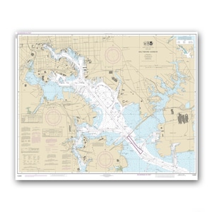 Baltimore Harbor Nautical Chart Map, Patapsco River, Available as a ...