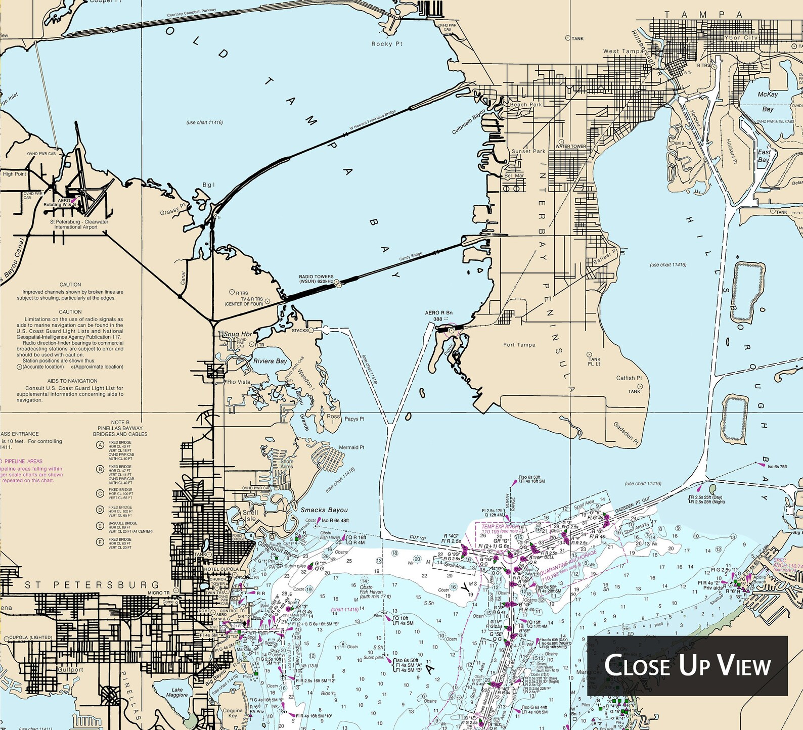 2019 Tampa Bay Nautical Chart Map, Saint Joseph Sound, St. Petersburg ...