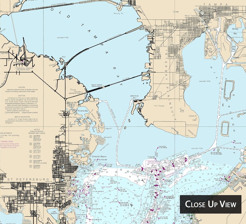 2019 Tampa Bay Nautical Chart Map Saint Joseph Sound St. - Etsy