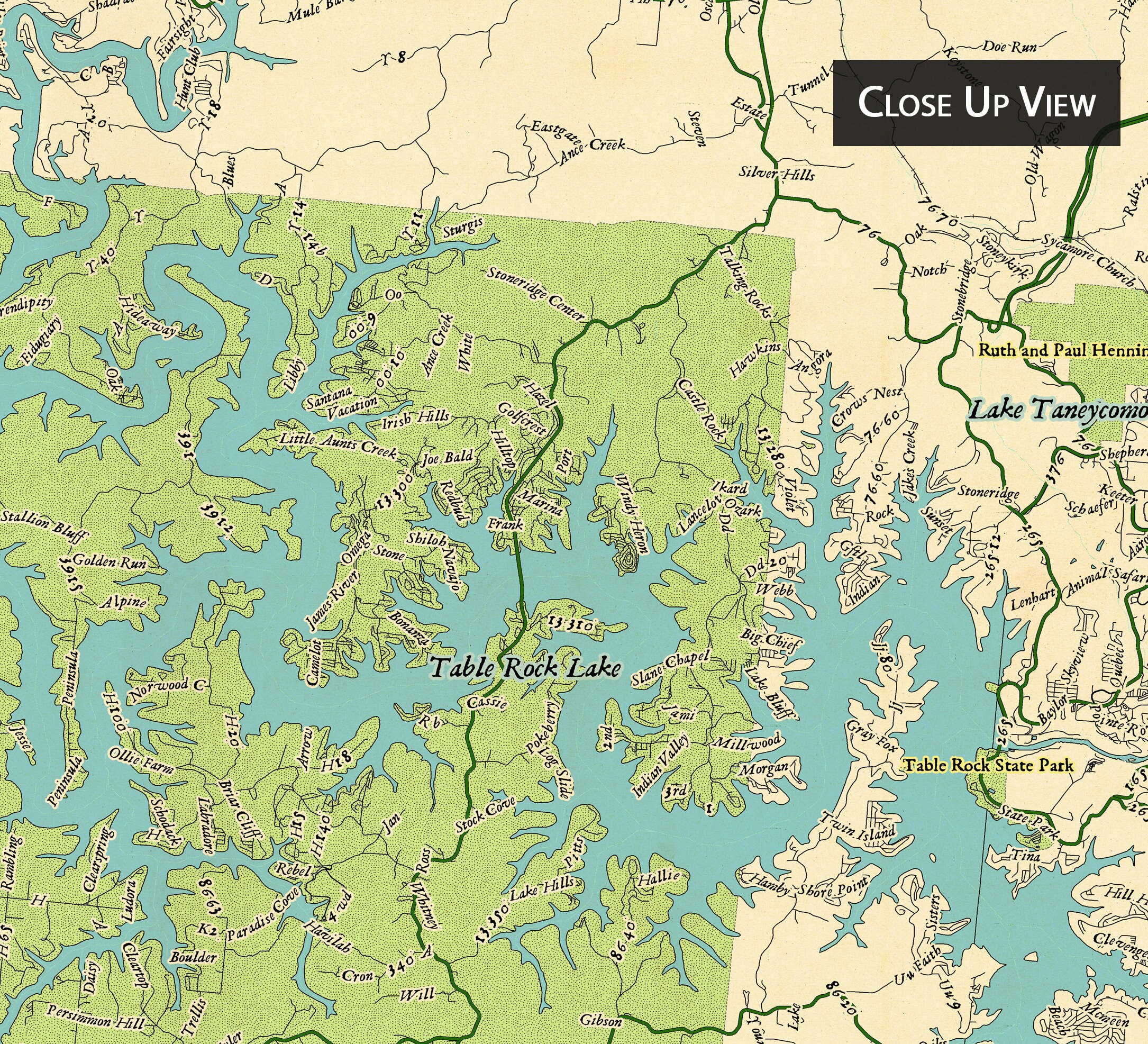 Vintage Retro Design Map of Table Rock Lake Missouri Vintage | Etsy