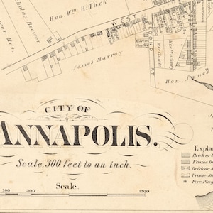 Annapolis Vintage Map, Old Annapolis Map, 1878 Antique Map of Annapolis ...